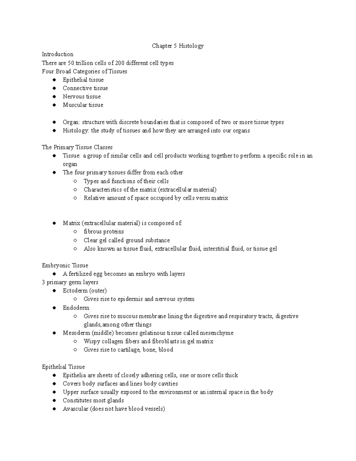 A & P Class Notes 2-2 - Chapter 5 Histology Introduction There are 50 ...