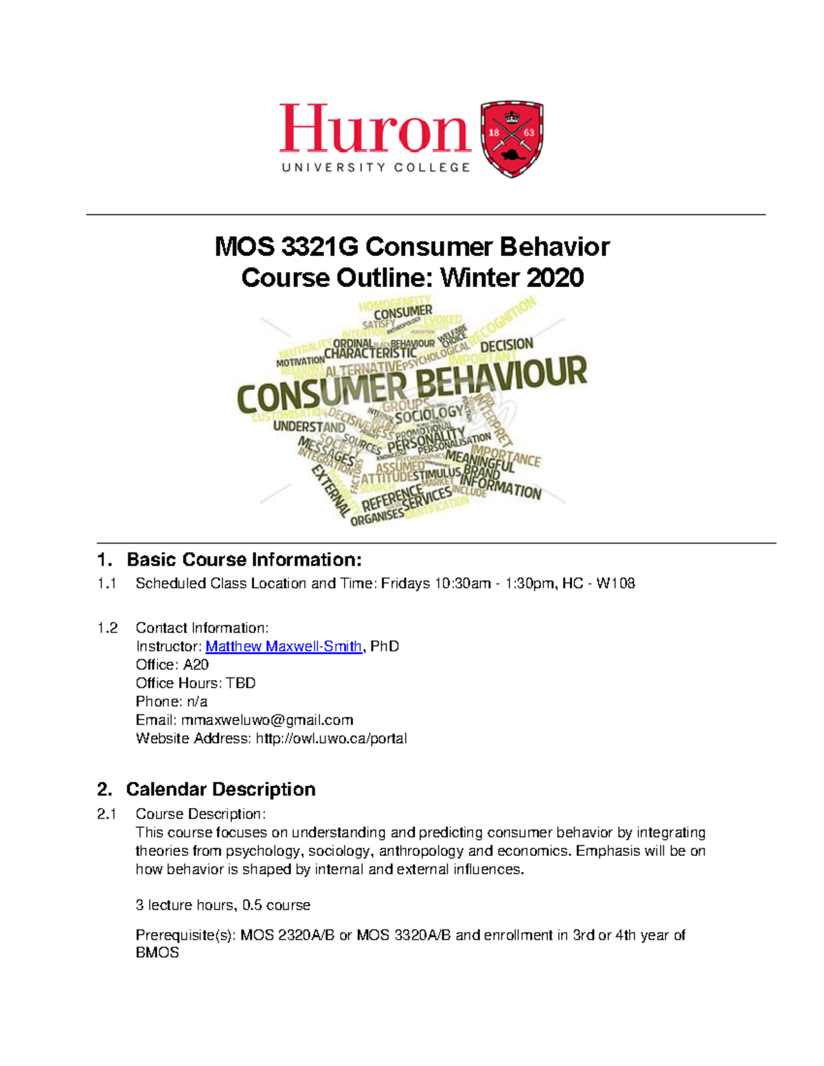 MOS 3321G 2020 Course Syllabus - MOS 3321G Consumer Behavior Course ...