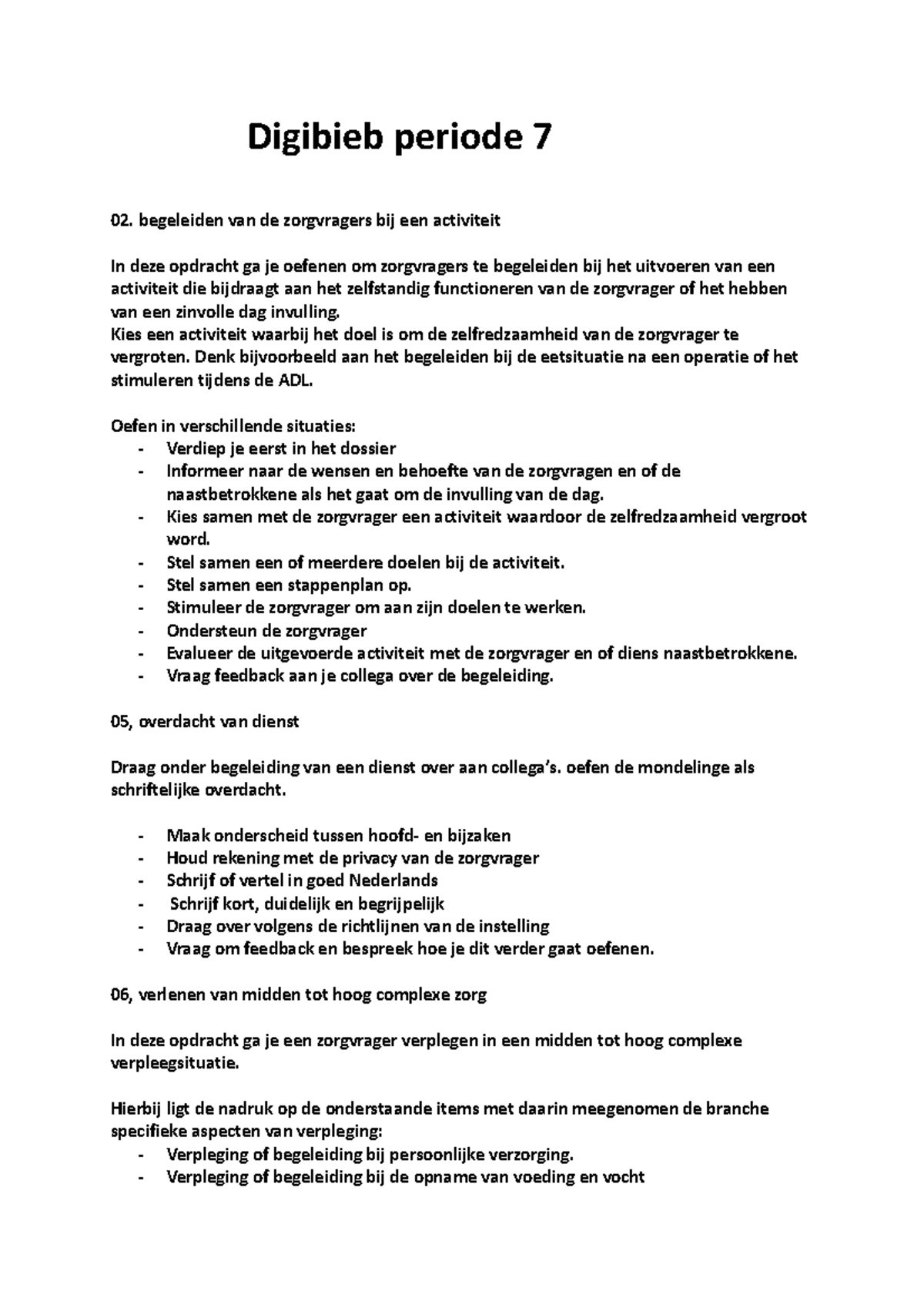 word document voor - Digibieb periode 7 begeleiden van de zorgvragers ...