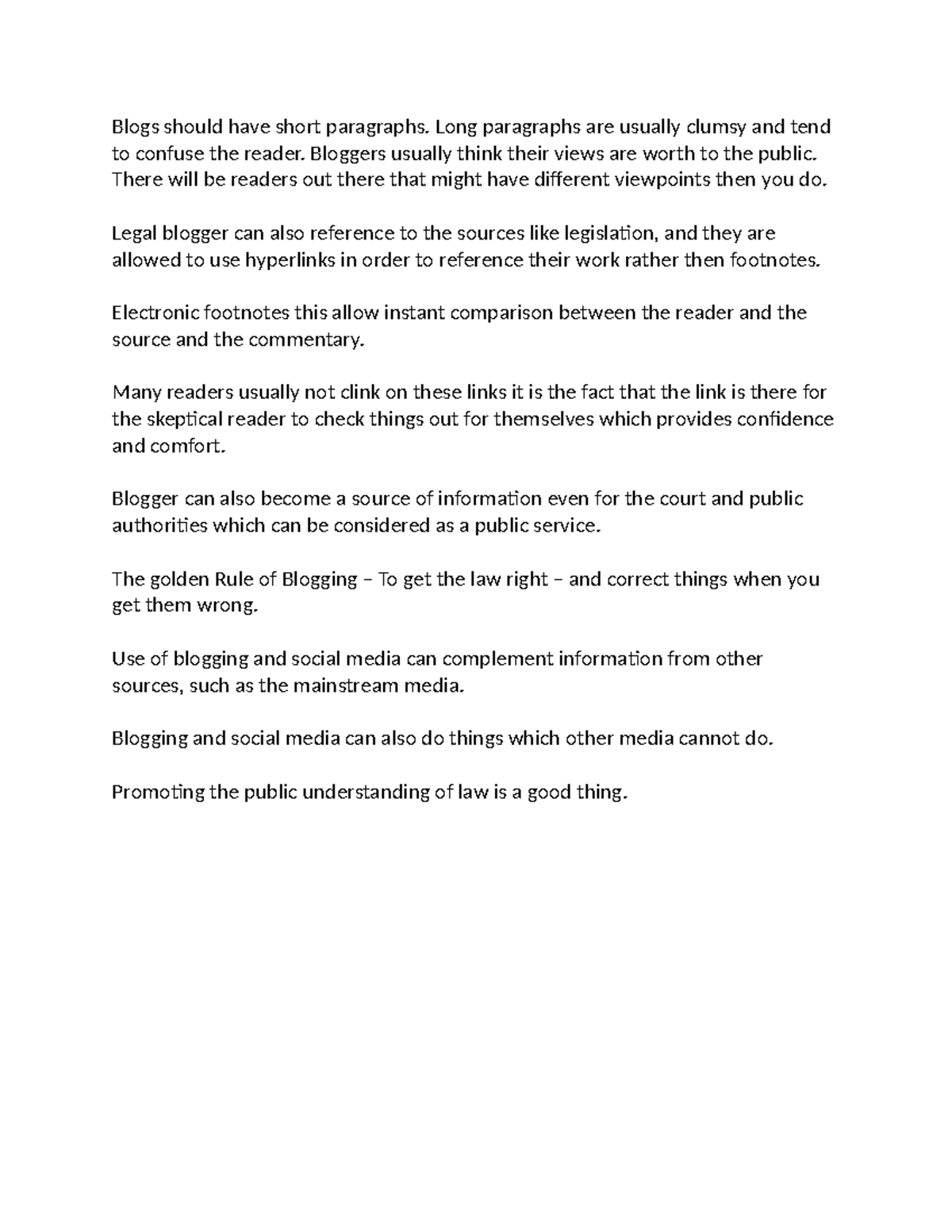 Notes - adf - Blogs should have short paragraphs. Long paragraphs are ...