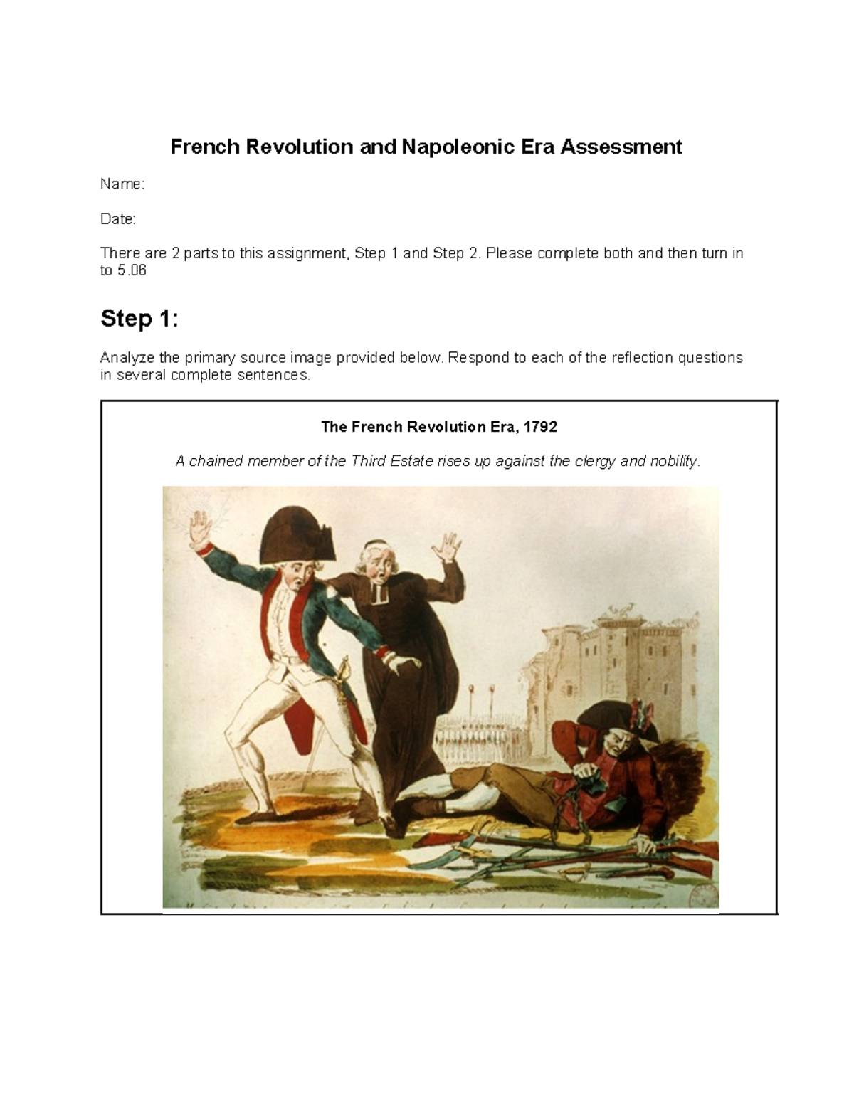 Copy of 506 v25 - n/a - French Revolution and Napoleonic Era Assessment ...