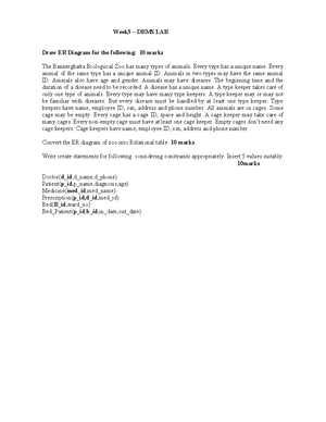 Week 1 - Mongodb - Week 1 – MONGO Database(No SQL) Problem Statement Use MongoDB and create a ...