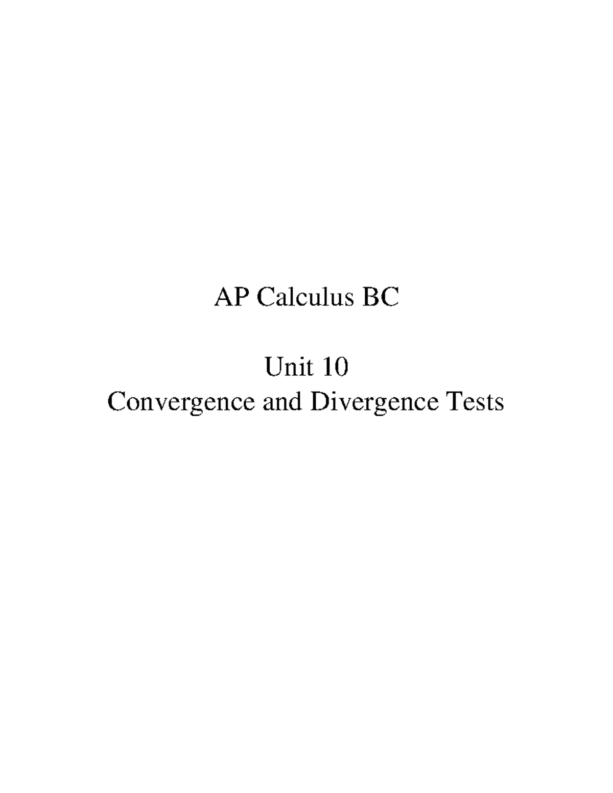 BC Unit 10 Homework - Practice worksheet - AP Calculus BC Unit 10 ...