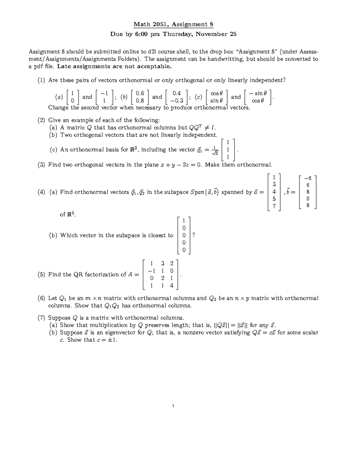 Assignment 8 - Practice materials for calculus 3. - Math 2051 ...