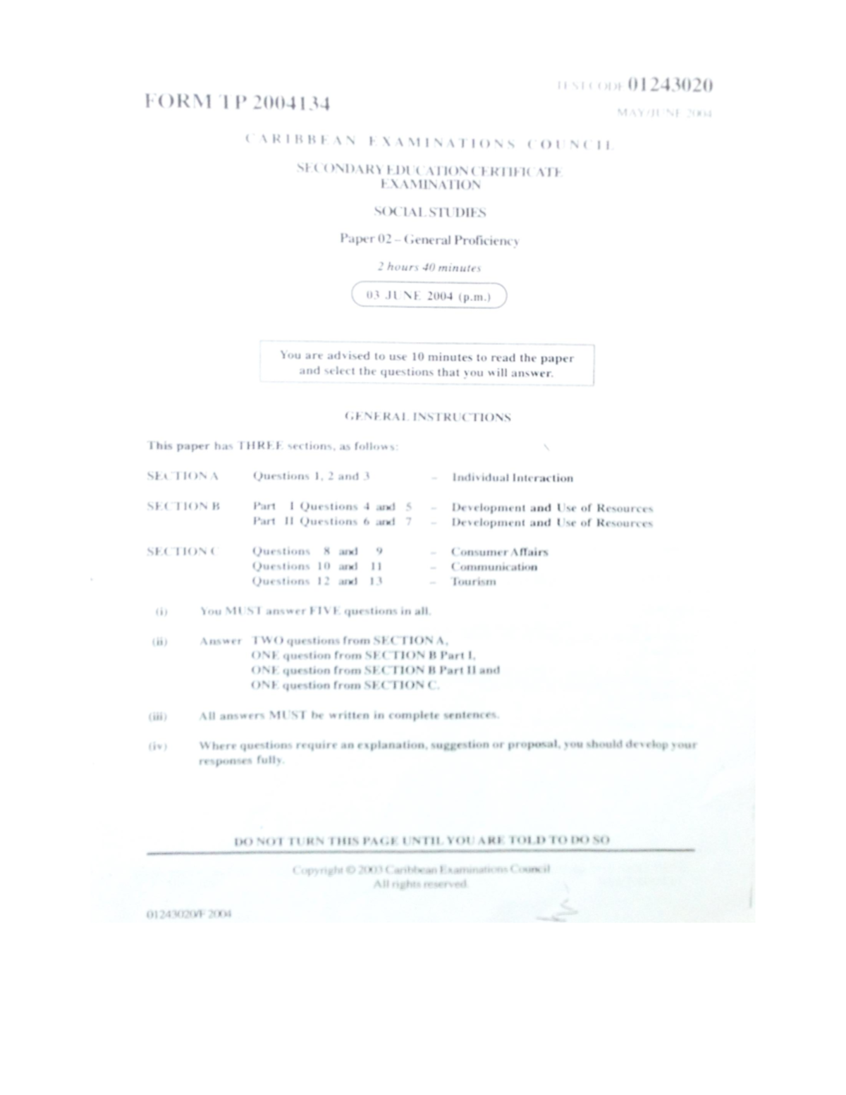 MJ 2004 P2 Social Studies - School Based Model - Studocu