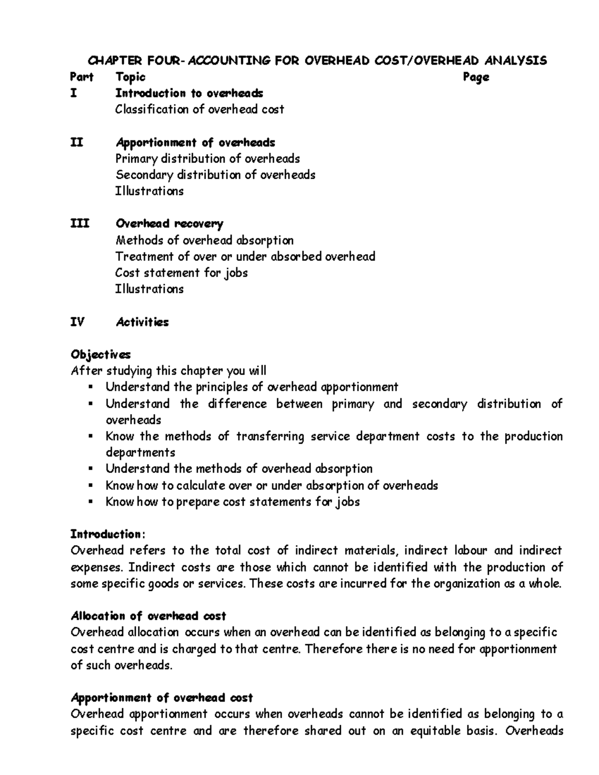 Chapter Four-Accounting for Overheads - CHAPTER FOUR-ACCOUNTING FOR ...