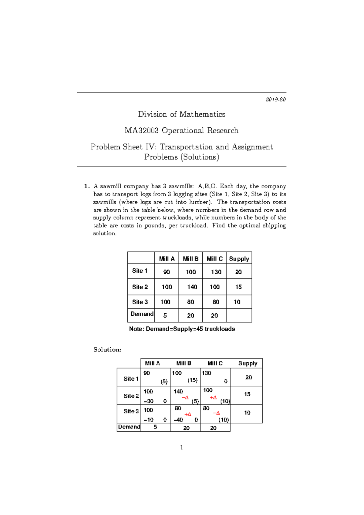 Worksheet 4 - 2019- Division of Mathematics MA32003 Operational ...