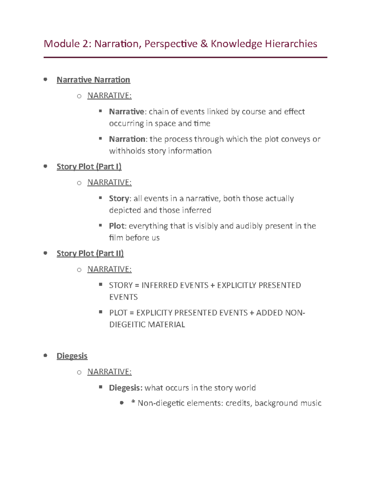 Module 2-Narration, Perspective & Knowledge Hierarchies - Module 2: Narration, Perspective ...