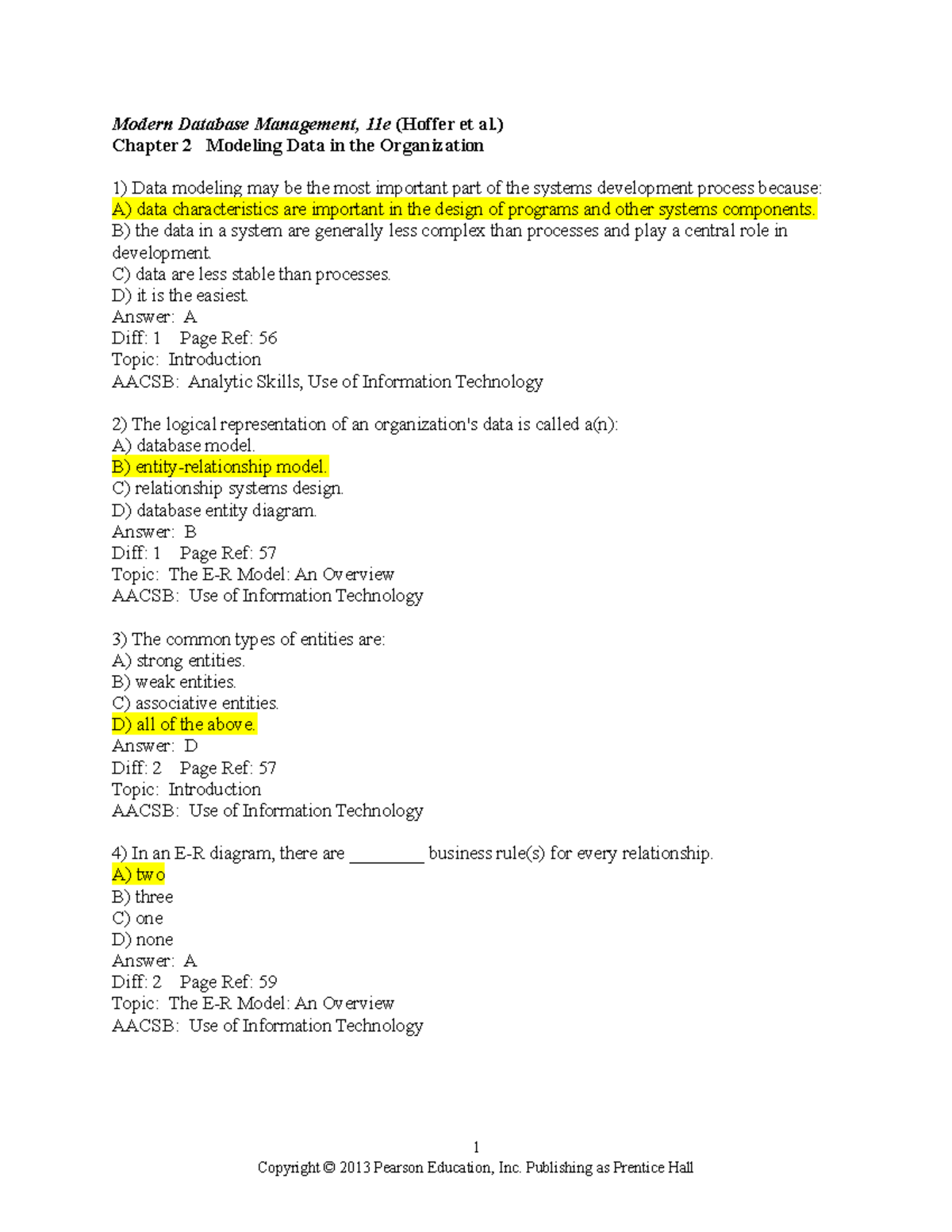 Hoffer mdm11e tif 02 - Copy - Modern Database Management, 11e (Hoffer et al.) Chapter 2 Modeling ...