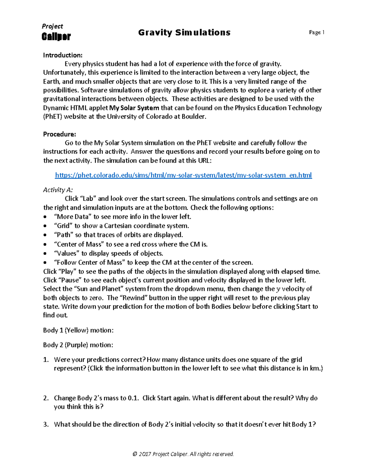 L9 - Gravity Simulations - Caliper Gravity Simulations Page 1 ...