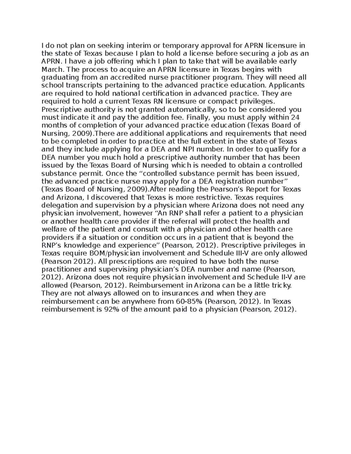 2615 - nursing essay - I do not plan on seeking interim or temporary ...