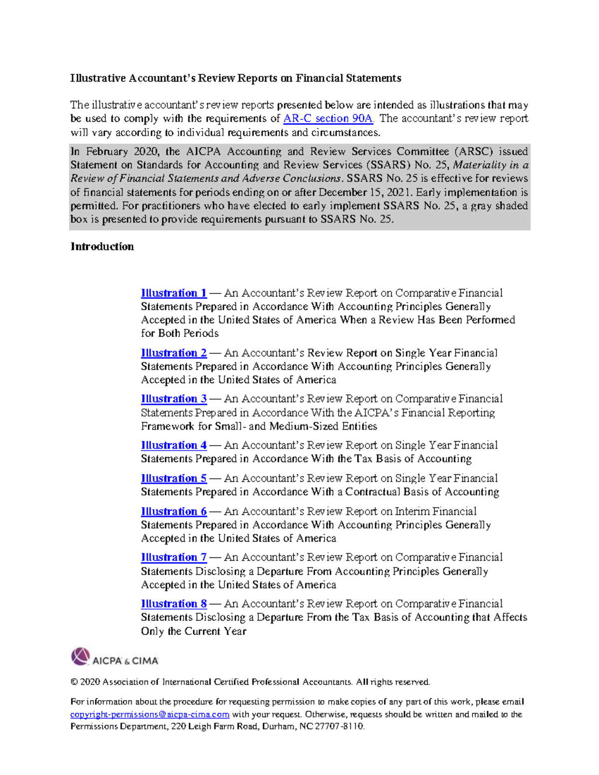 Illustrative accountants review reports 13112020 - © 2020 Association ...