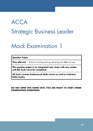 ACCA Strategic Business Leader SBL September Mock Exam Answers 2020 ...