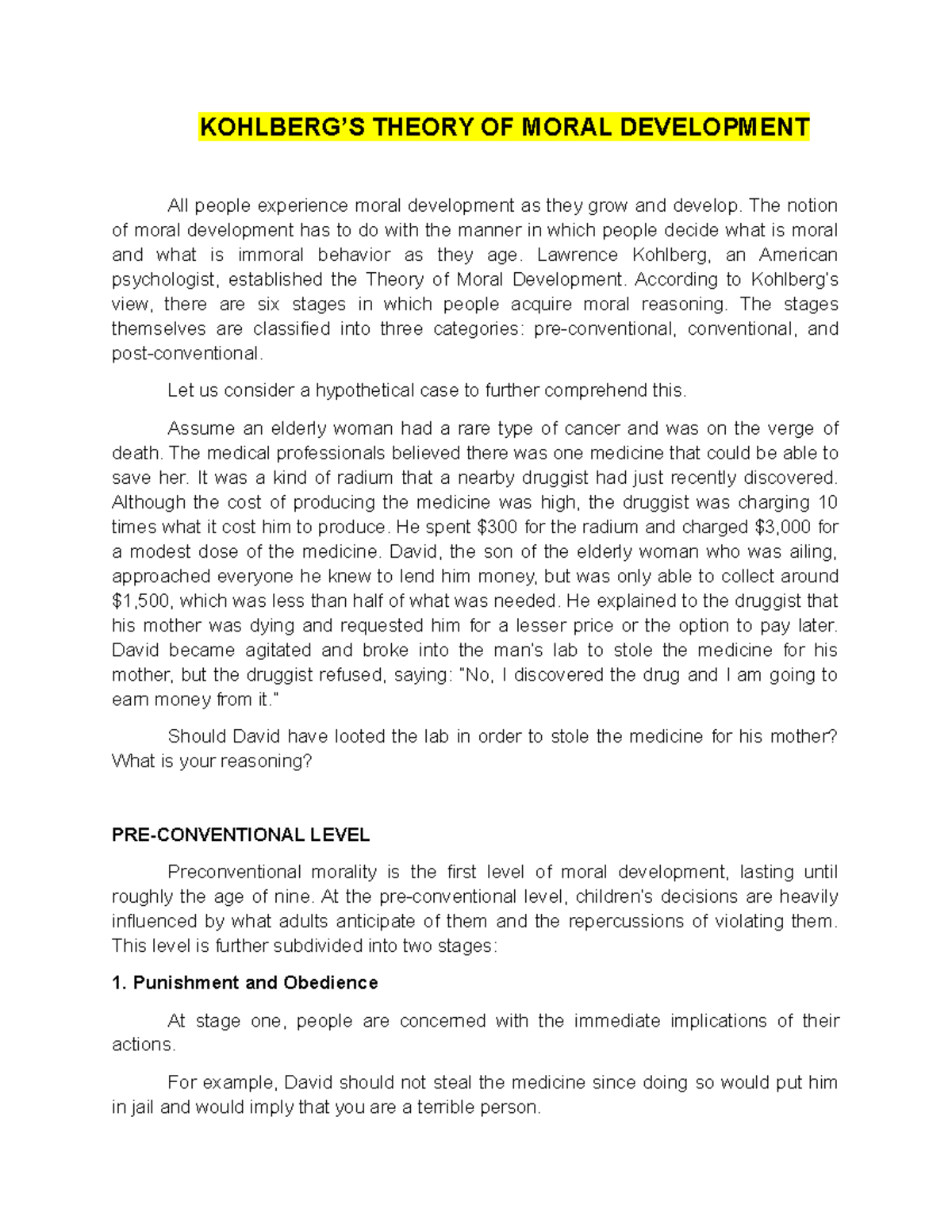 6 Levels of Moral Development Animation - KOHLBERG’S THEORY OF MORAL ...