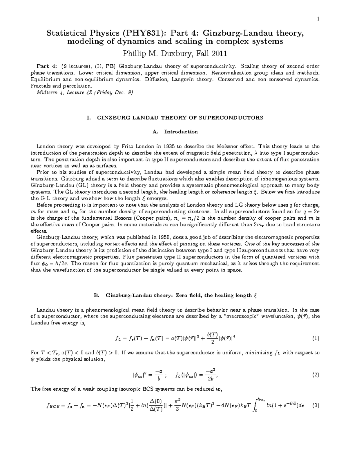Lecture Notes And Problems Part 4 - Statistical Physics (PHY831): Part ...