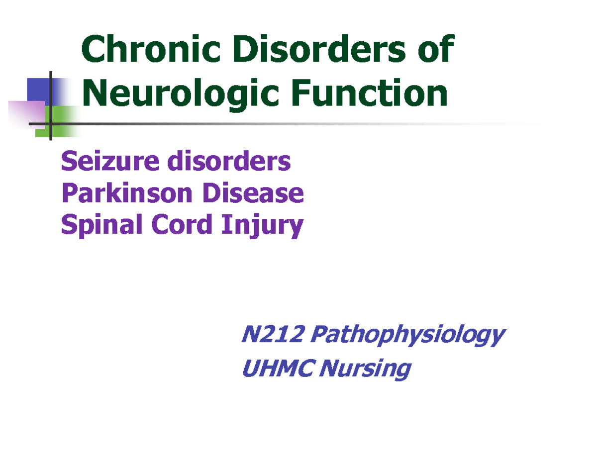 Chronic Disorders of Neurologic Function - Chronic Disorders of ...