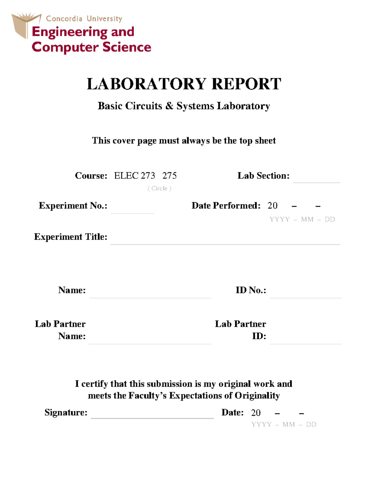 Lab 4 merged - LABORATORY REPORT Basic Circuits & Systems Laboratory This cover page must always ...