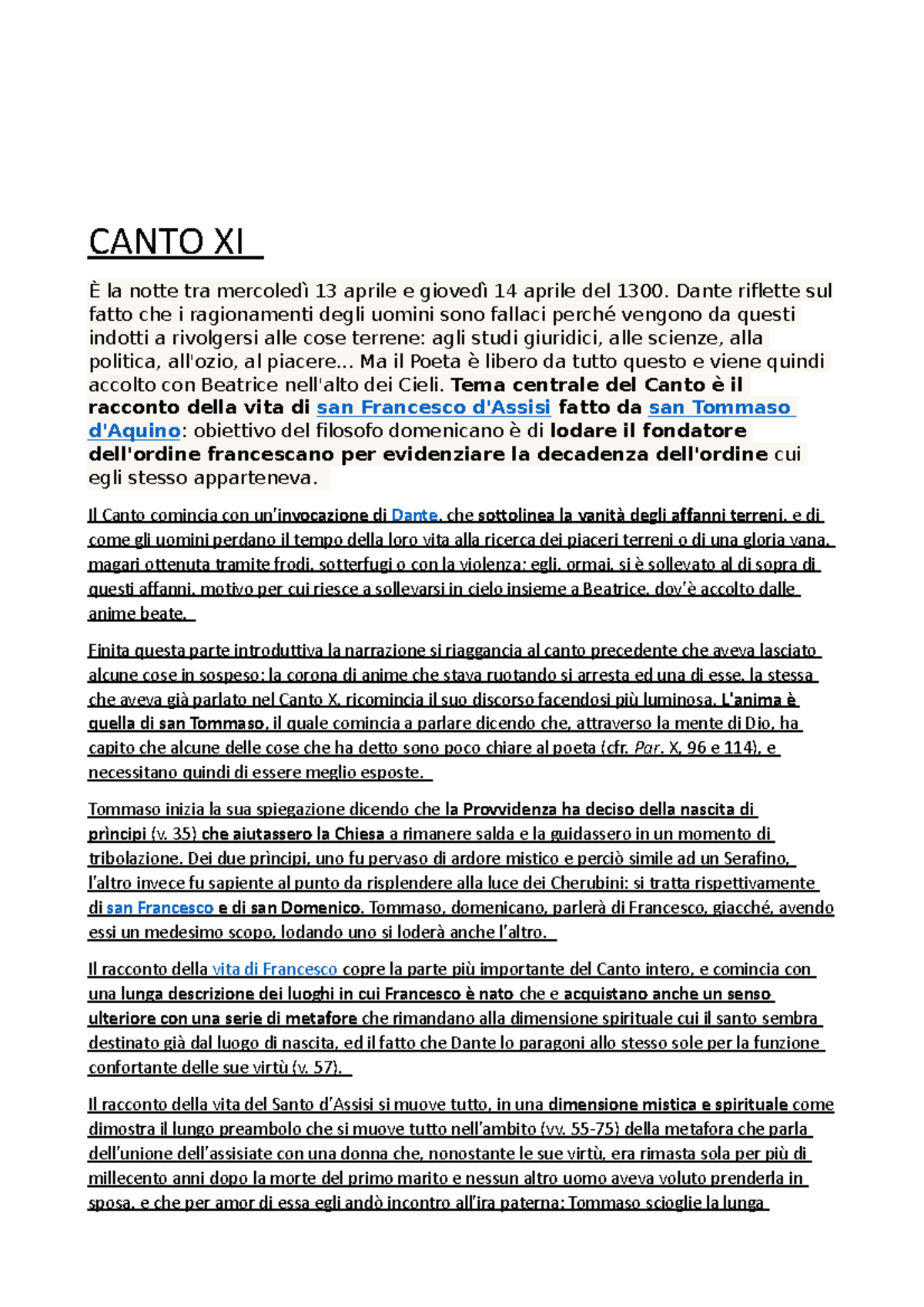Canto XI - CANTO XI È la notte tra mercoledì 13 aprile e giovedì 14 ...