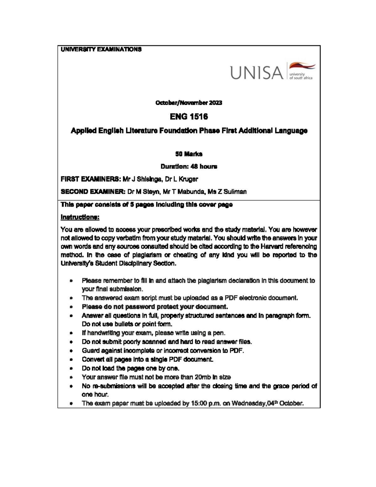 1516 - ENG1501 - Studocu