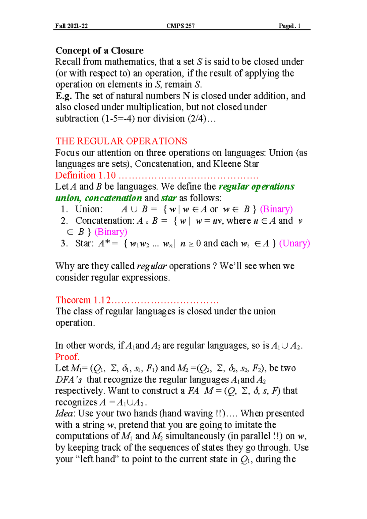 Ch1.2 - NFA-Fall-2021-22-Part1 - Concept of a Closure Recall from ...