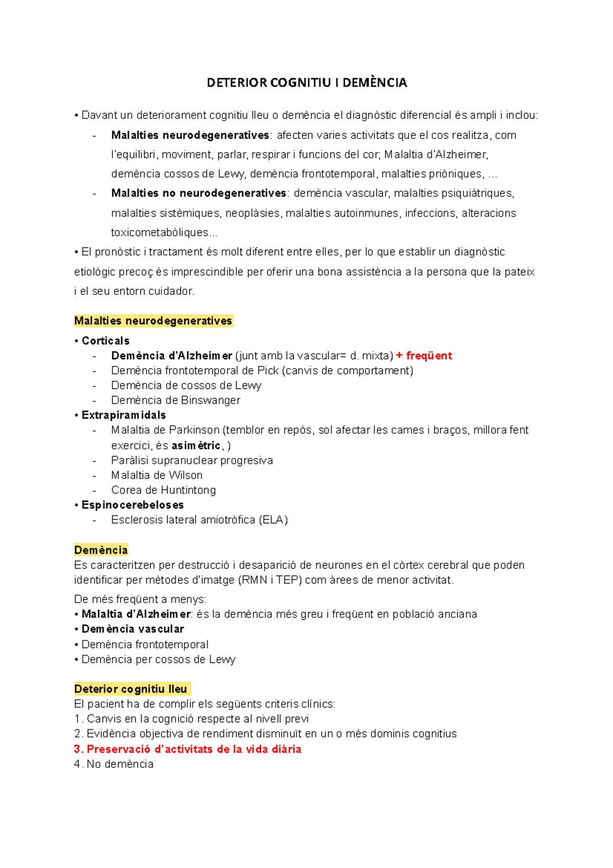 Deterior cognitiu i Demència - DETERIOR COGNITIU I DEMÈNCIA Davant un ...