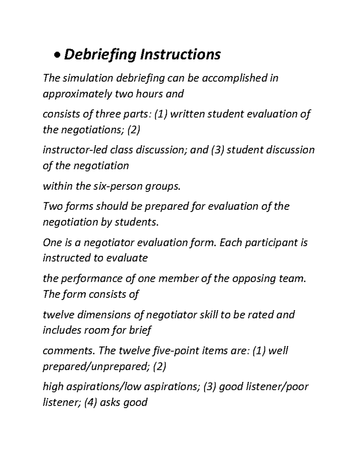 Business management prectice notes · Debriefing Instructions 57 ...