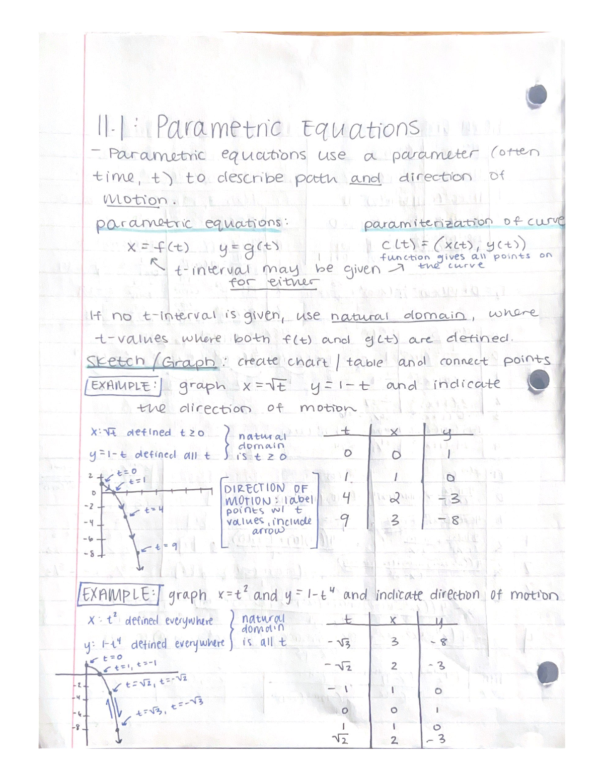 11.1: Parameteic equations - MATH 1020 - Studocu