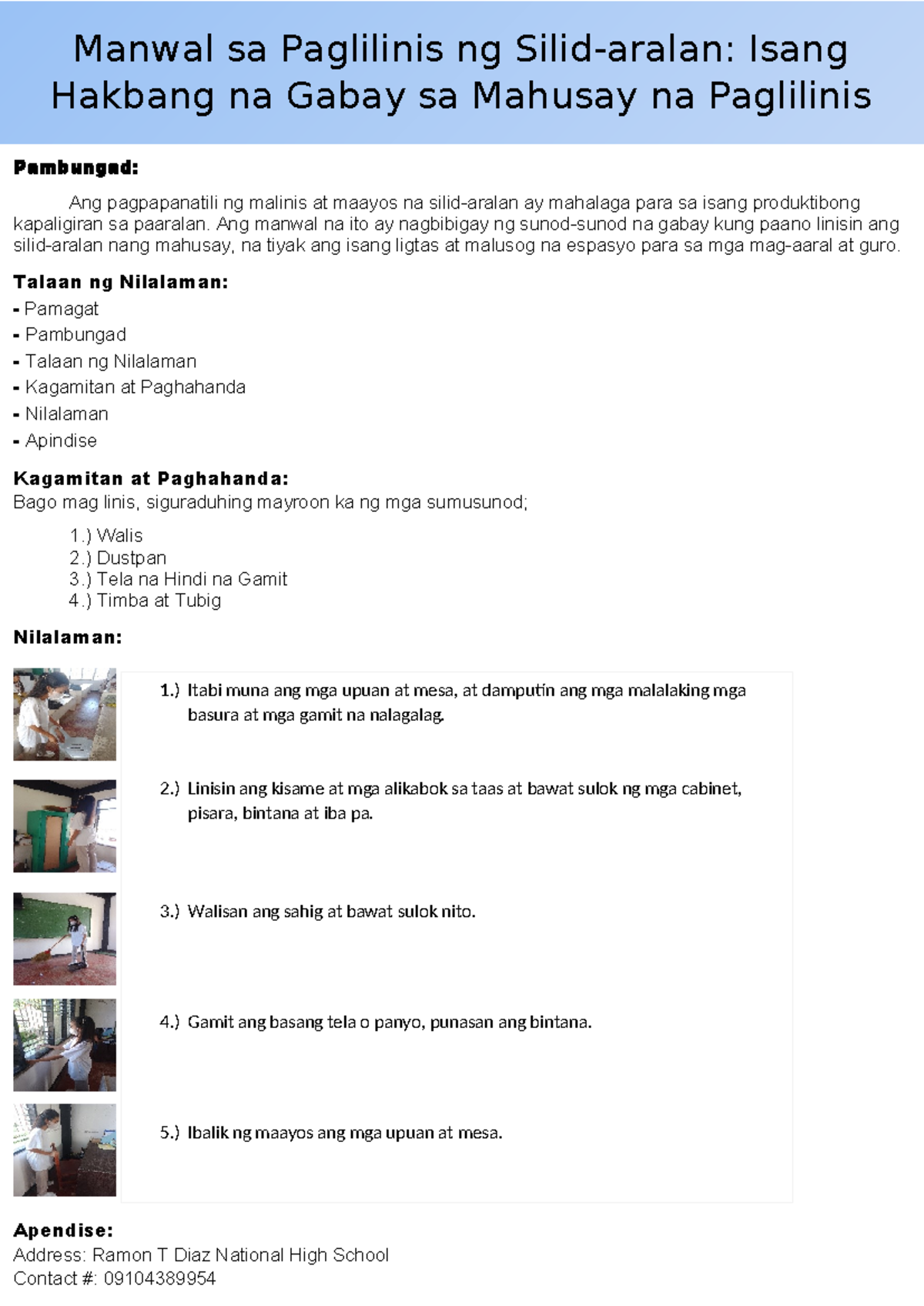 Group 2 CSS-B Filipino Manual - Pambungad: Ang pagpapanatili ng malinis ...