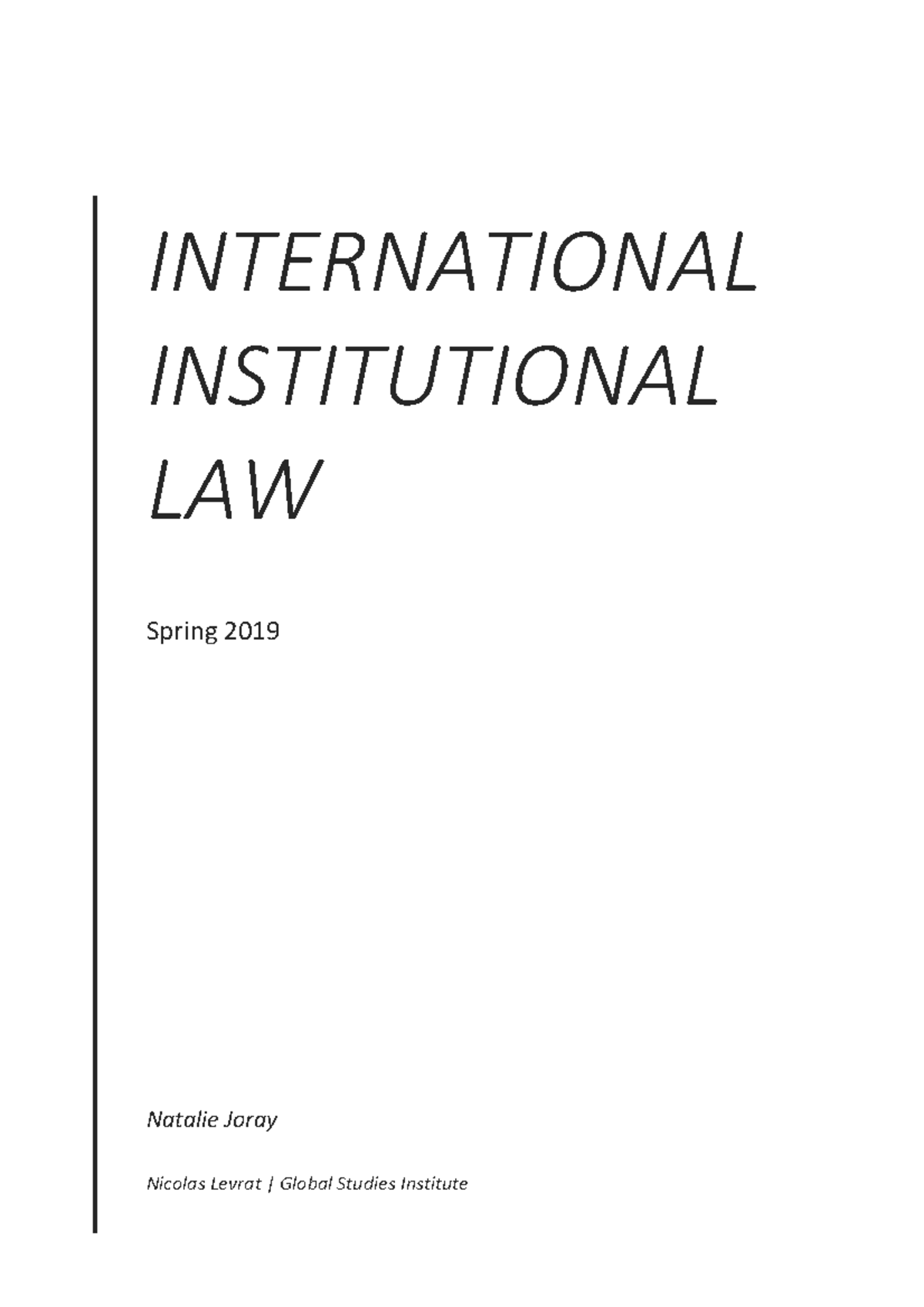 International Institutional Law - Natalie Joray - INTERNATIONAL ...
