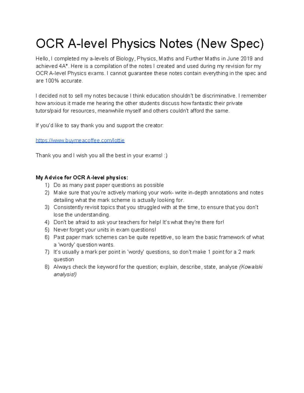 OCR ALevel Physics - Here is a compilation of the notes I created and ...