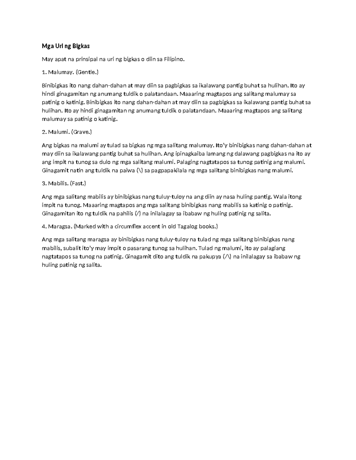 Mga Uri ng Bigkas - jhhllj;onhi.k - Mga Uri ng Bigkas May apat na ...