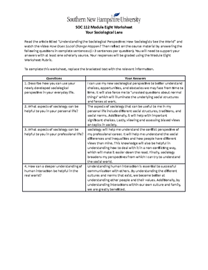SOC112 Module 1-2 Activity - SOC 112 Module One Worksheet Sociological ...