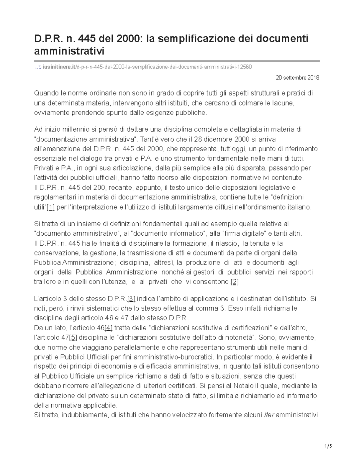 DPR n 445 del 2000 la semplificazione dei documenti amministrativi - 20 ...