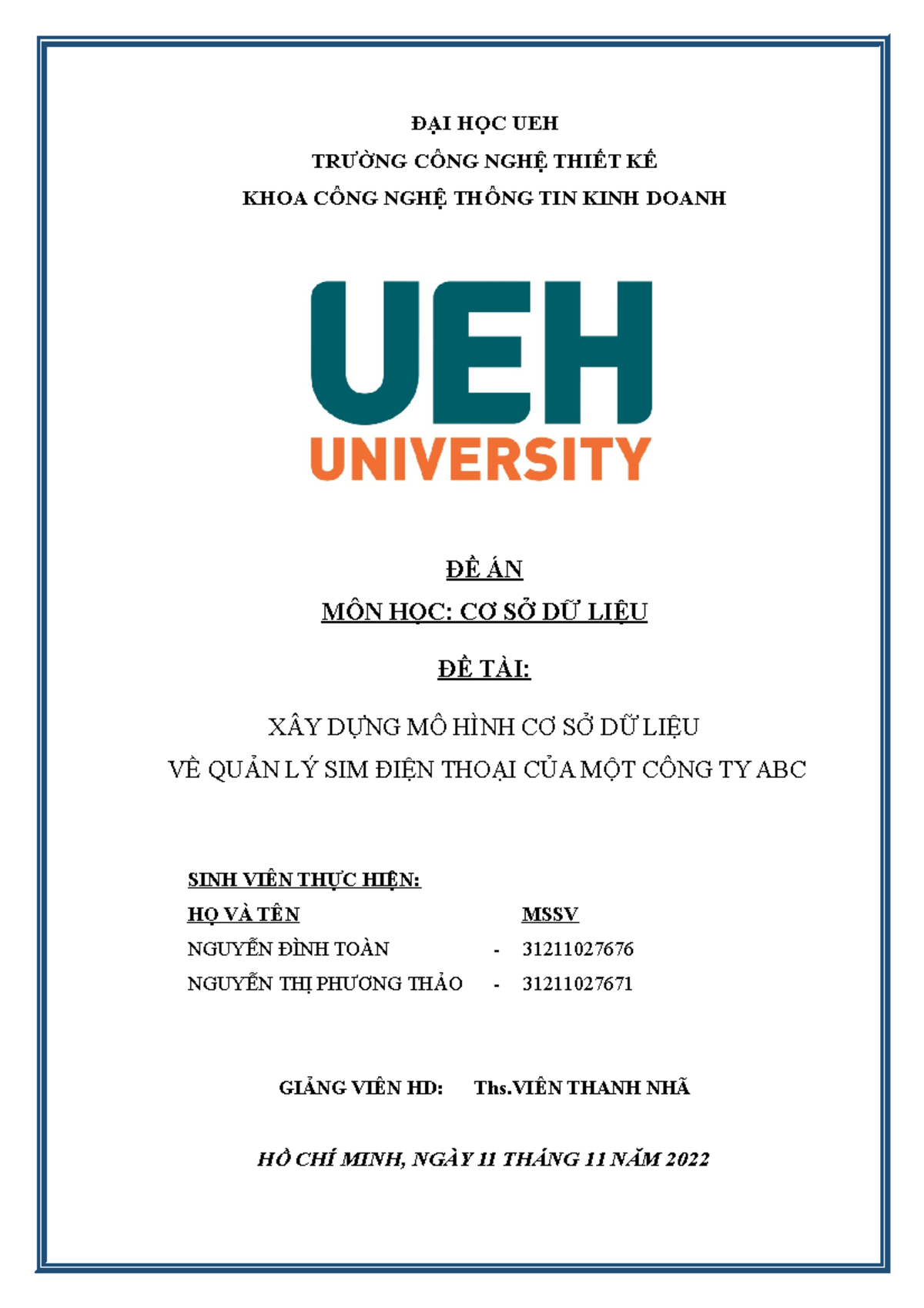 Nguyen Dinh Toan-Nguyen Thi Phuong Thao - ĐẠI HỌC UEH TRƯỜNG CÔNG NGHỆ ...