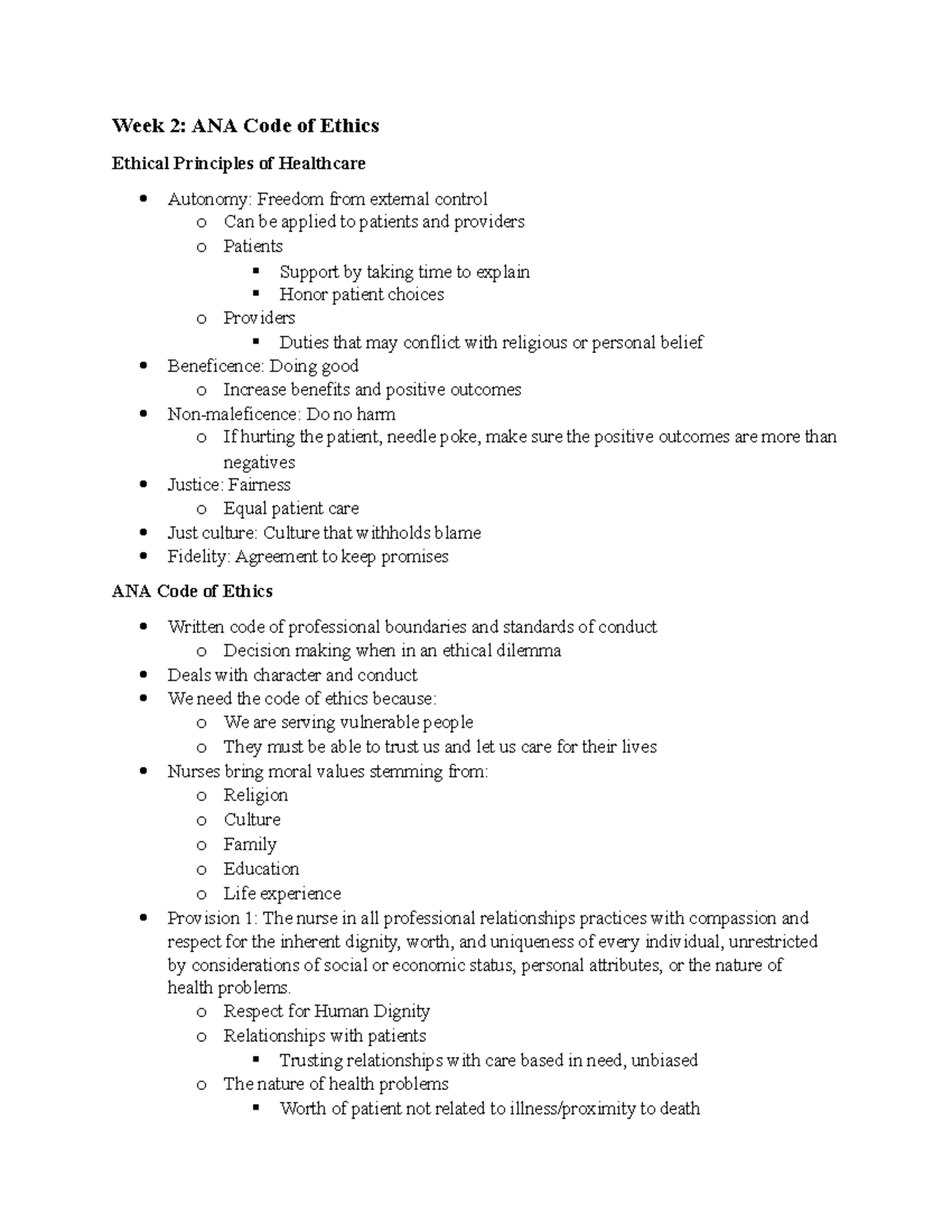 ANA Code of Ethics - Week 2: ANA Code of Ethics Ethical Principles of ...