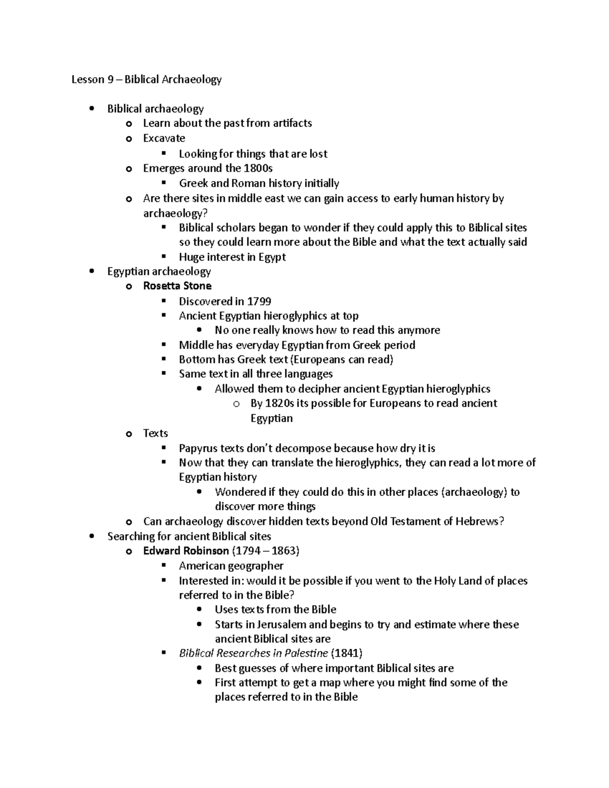 Lesson 9- Biblical Archaeology - Lesson 9 – Biblical Archaeology ...