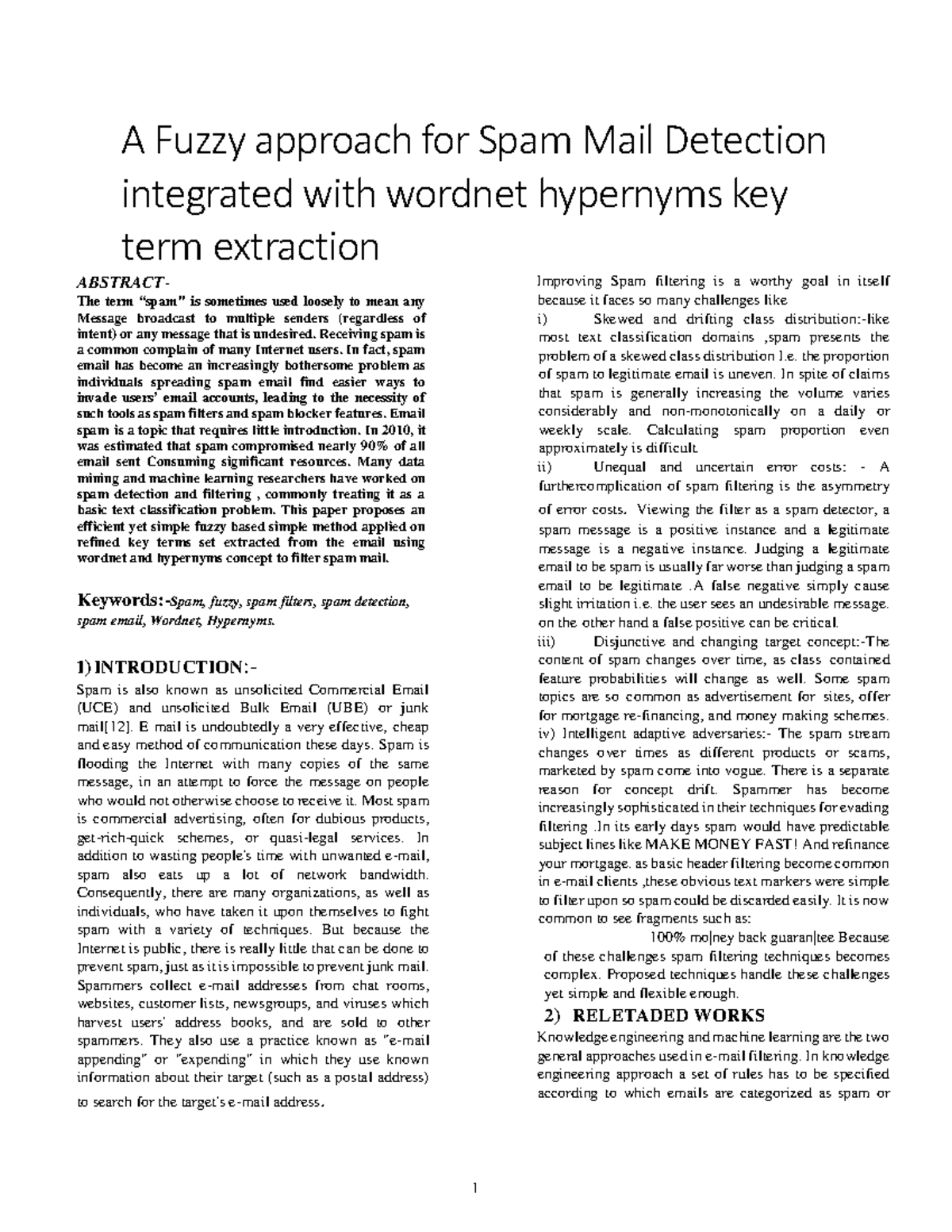 A Fuzzy approach for Spam Mail Detection integrated with - Receiving ...