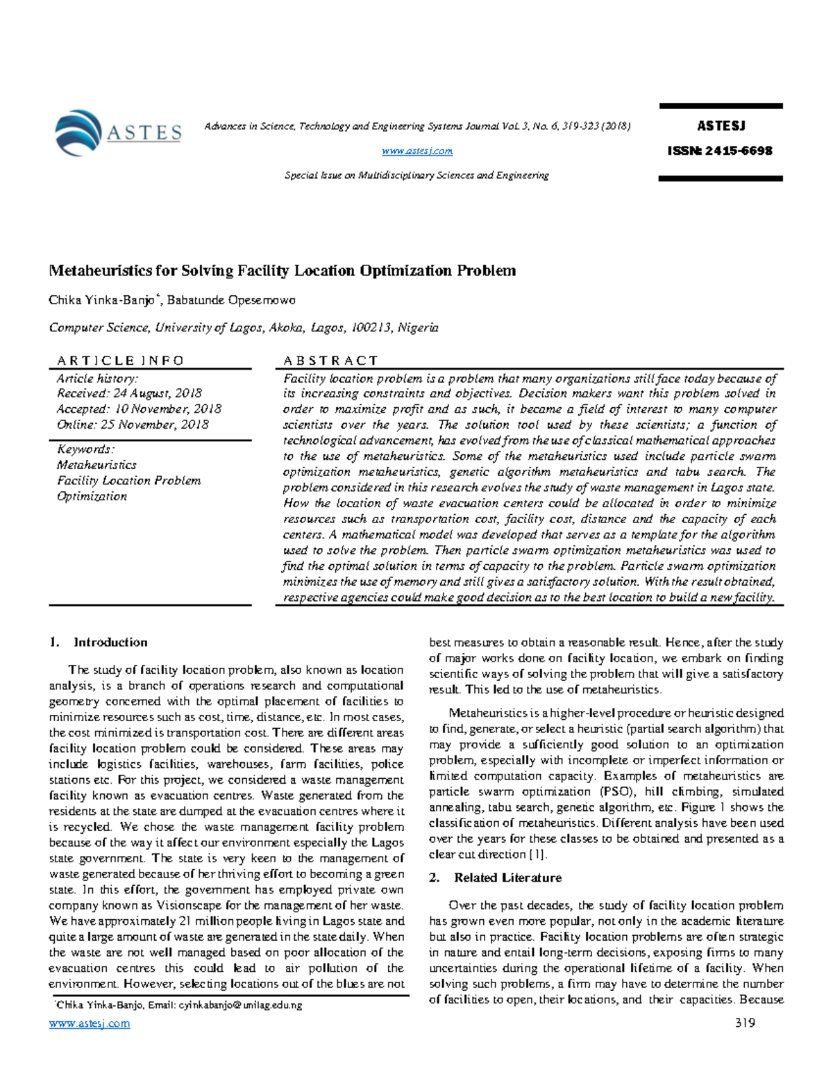 Metaheuristics for Solving Facility Location Optim - Decision makers ...
