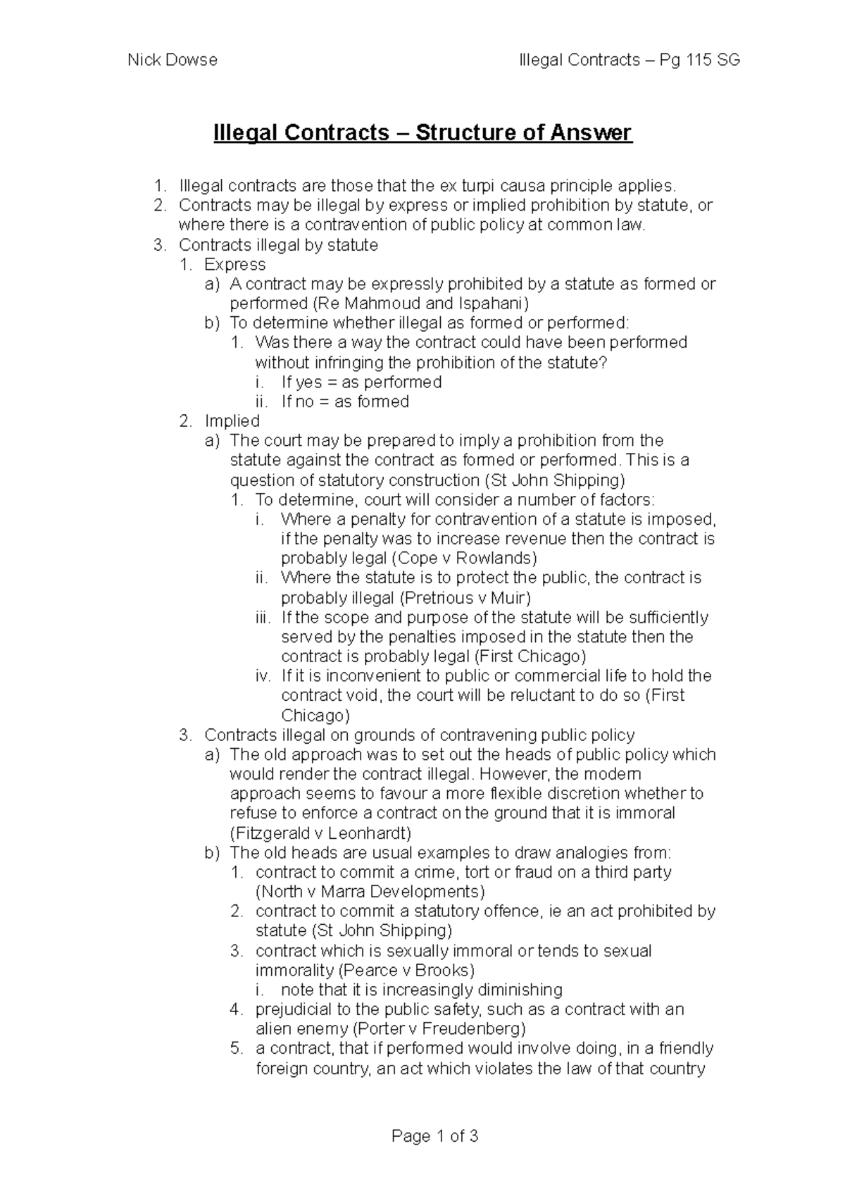 Illegal Contracts - Contracts may be illegal by express or implied ...