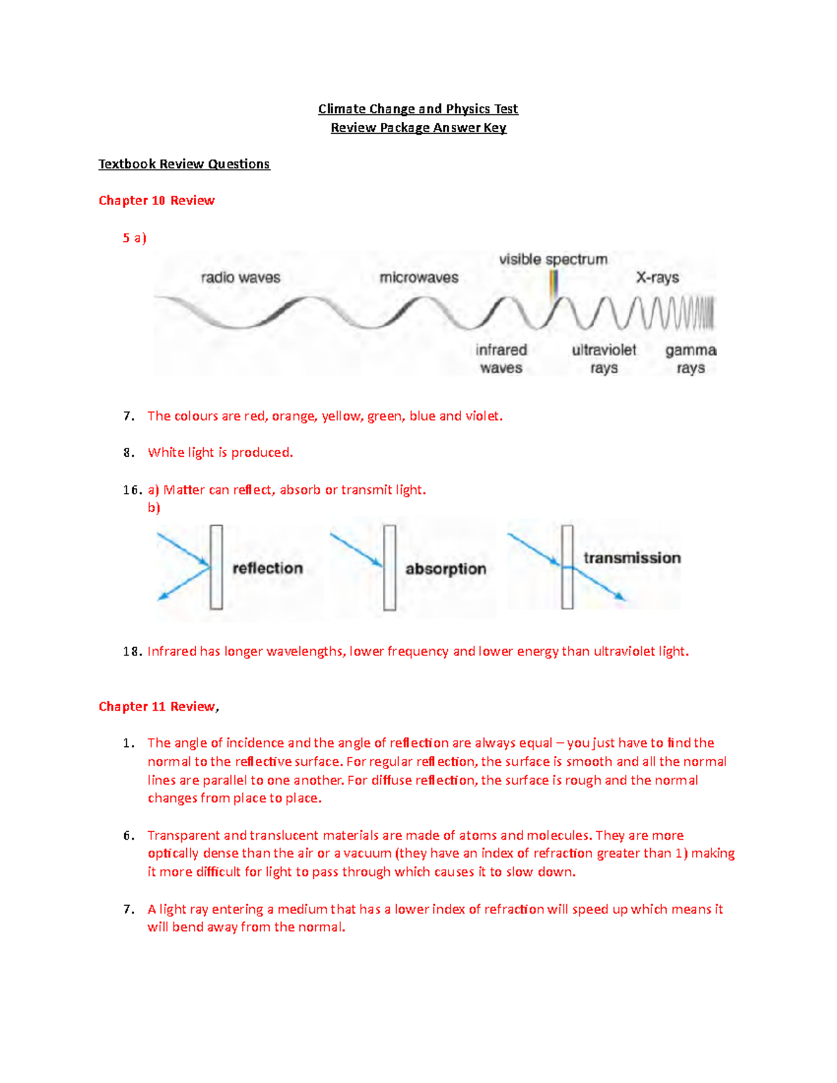 Biology and Physics Test Review Package Answer Key - Biología celular ...