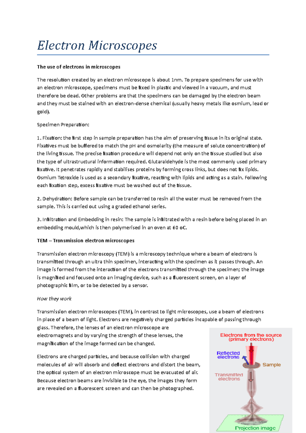 Information about use of Electron Microscopes - Electron Microscopes ...