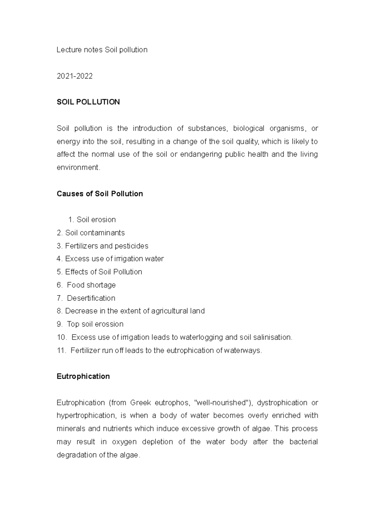 Lecture notes Soil pollution - Lecture notes Soil pollution 2021- SOIL ...