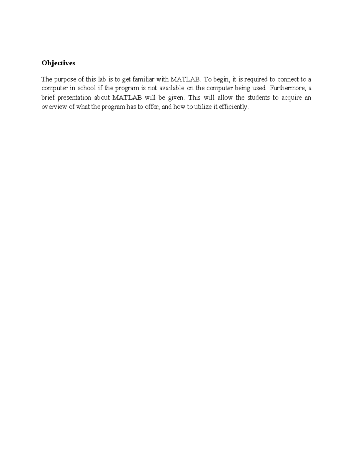 Lab1 elec342 - lab report 1 - Objectives The purpose of this lab is to ...