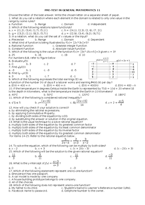 Reviewer college entrance exam - Math Exercises (for Math 11 and Page ...
