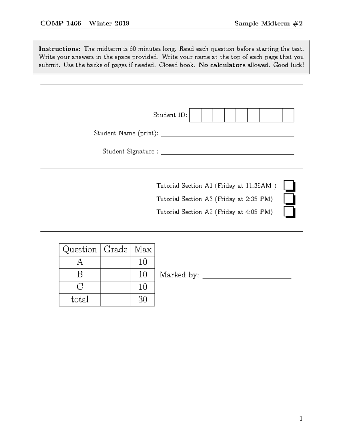 M2 - mid sample - Instructions: The midterm is 60 minutes long. Read ...