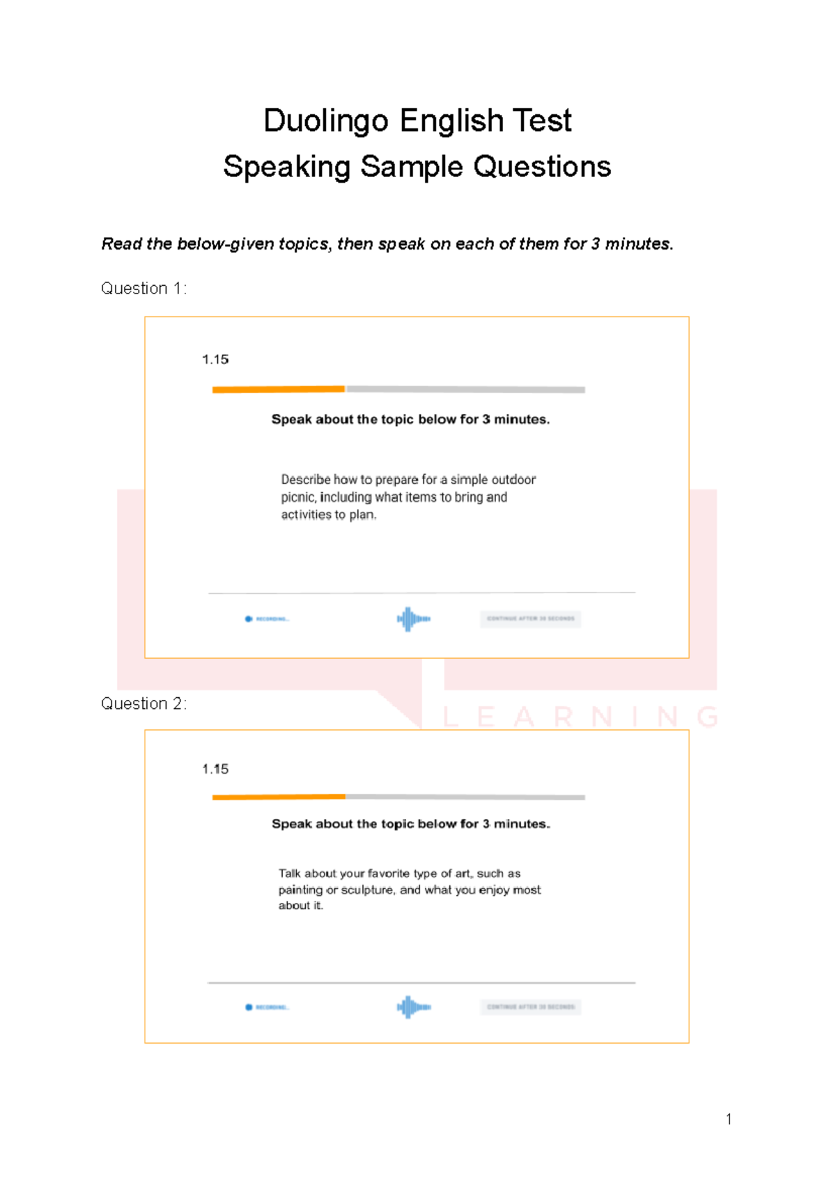 Duolingo Speaking Sample Questions 1700761433aj - Duolingo English Test ...