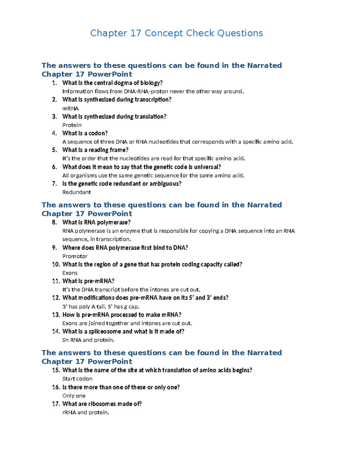 Chapter 17 concept check - Chapter 17 Concept Check Questions The answers to these questions can ...