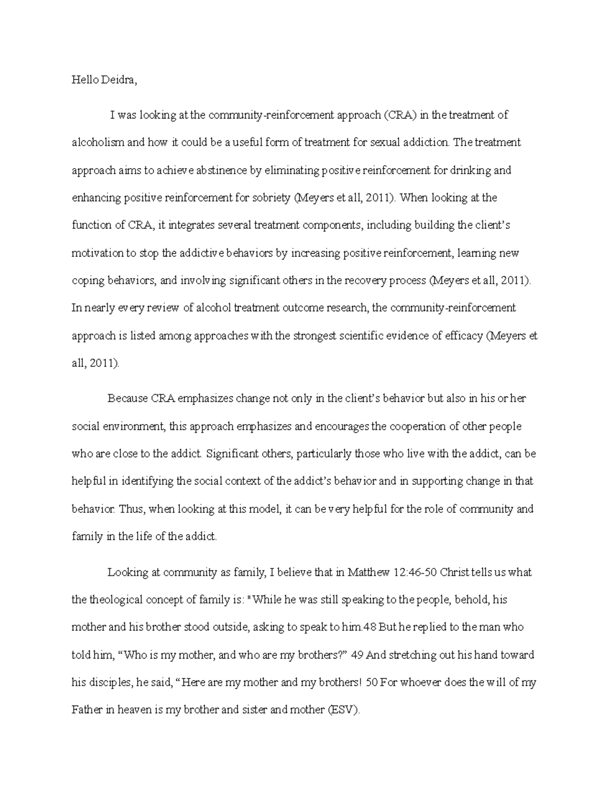 Deidra response 2 edit - discussion topic - Hello Deidra, I was looking ...