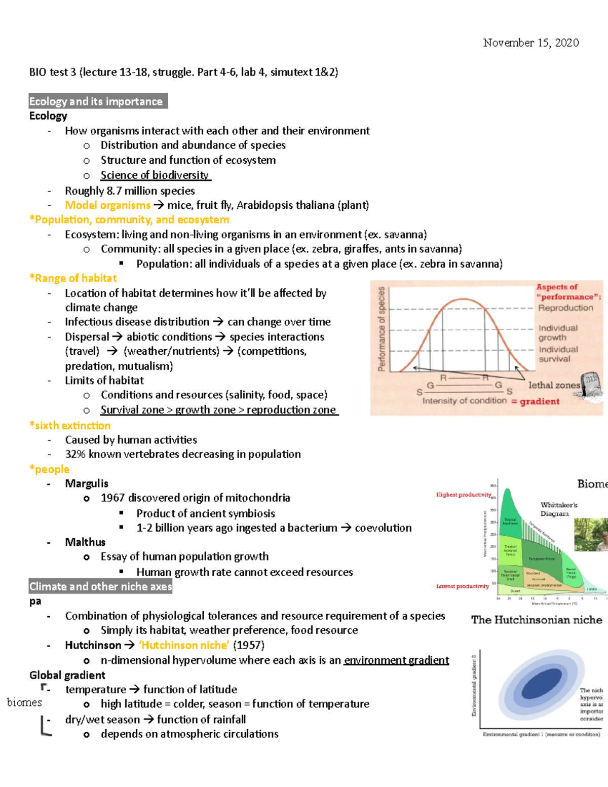 BIO Test 3: Ecology and Organism Interactions - Studocu