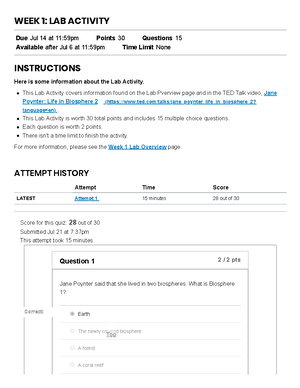 Week 4 Lab Overview Environmental Science with Lab - 62674 - Week 4: Lab Overview TABLE OF ...
